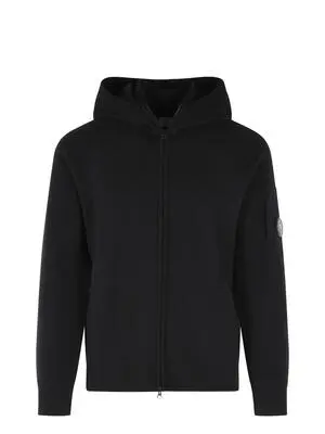 C.P. COMPANY Wool Blend Zip Up Sweater - Black