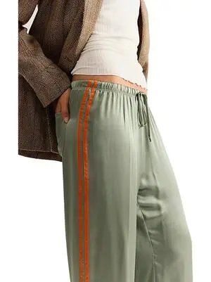 Donni. The Silk Stripe Crop Pants - Dill