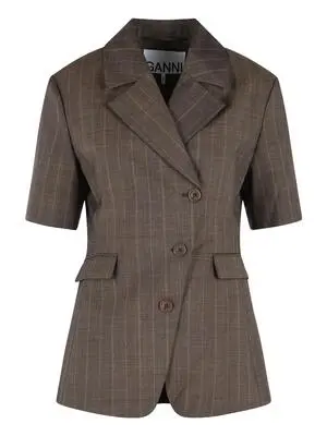 GANNI Wool Blazer - Brown