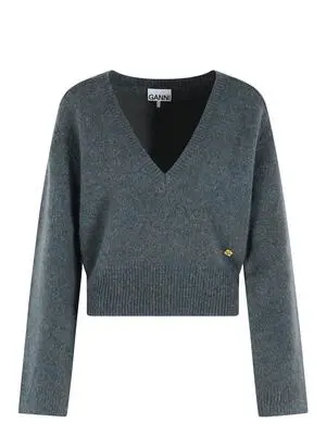 GANNI Wool Blend Sweater - Blue