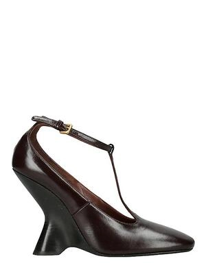 Dries Van Noten Square-toe Leather Wedges - Wine
