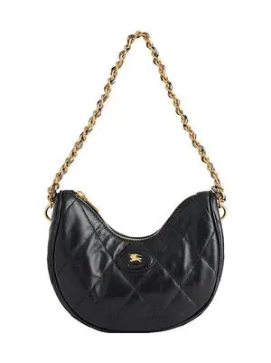 Burberry Horseshoe Chain Leather Shoulder Bag - Black