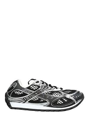 Bottega Veneta Orbit Metallic Woven Trainers Silver Com
