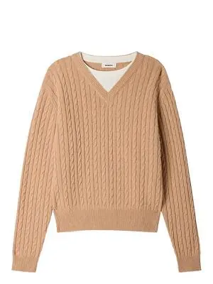SANDRO Two-in-one Cable-knit Wool And Cashmere-blend Jumper 14