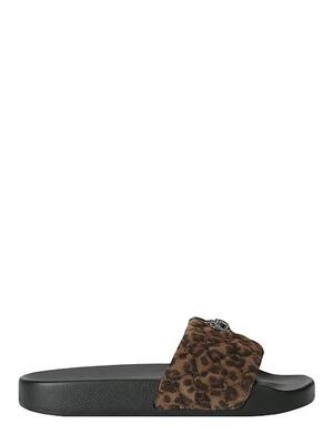 Kurt Geiger Suede Leopard Print Slides - Brown/oth