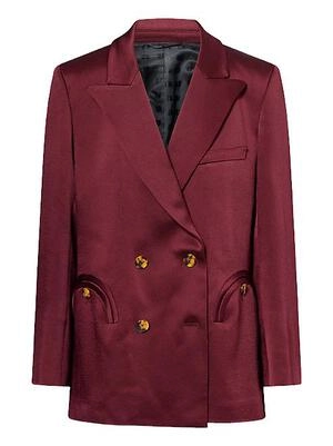 BLAZÉ MILANO Everynight Double-breasted Satin Blazer - Wine