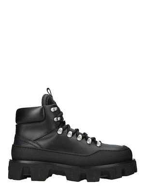 Moncler Peak Trek Leather Hiking Boots - Black