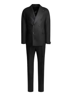 Tagliatore Double-breasted Virgin Wool Suit - Black