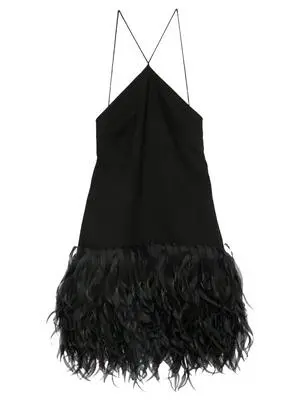 Viktor & Rolf Feather-hem Halterneck Mini Dress - Black