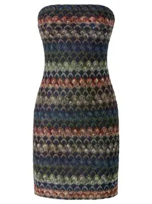 Missoni Bustier Mini Dress With Lace Motif - Blue