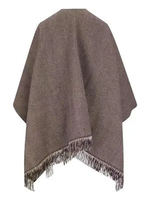 Brunello Cucinelli Herringbone Fringe-trim Poncho - Brown