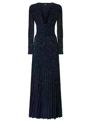 Missoni Long-sleeve Deep Neckline Maxi Dress - Blue