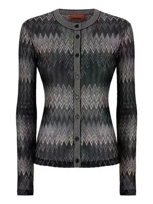 Missoni Viscose Lamé Chevron Cardigan - Black