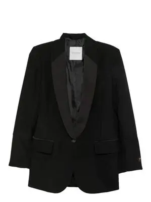 ERMANNO FIRENZE Satin-lapel Single-breasted Jacket - Black