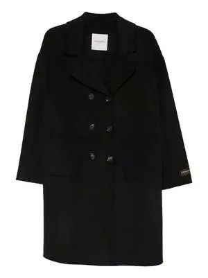 ERMANNO FIRENZE Double-breasted Notch-lapel Coat - Black