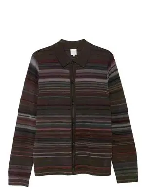 Paul Smith Striped Button-up Polo Sweater - Brown