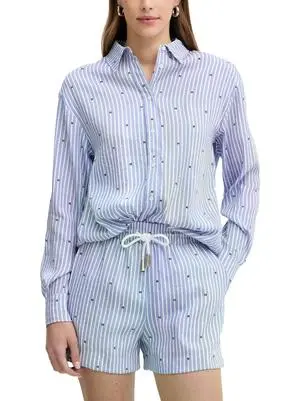 SILVIAN HEACH Masia Striped Logo-print Shirt - Blue