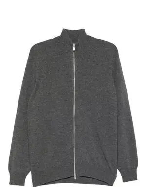 Brunello Cucinelli Brunello Cucinelli Zip-Up High-Neck Cardigan Grey