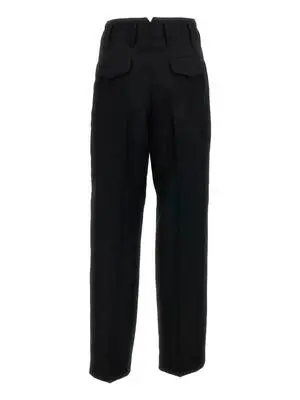 AMI Paris Pleated Virgin-wool Trousers - Black