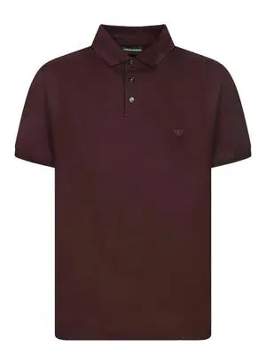 Emporio Armani Piqué Polo With Embroidered Logo - Red