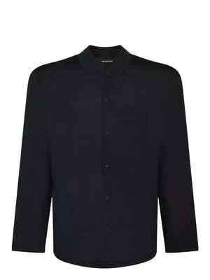 Emporio Armani Logo-embroidered Button-up Shirt - Black