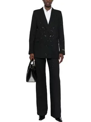 ERMANNO FIRENZE Sequin-embellished Double-breasted Blazer - Black