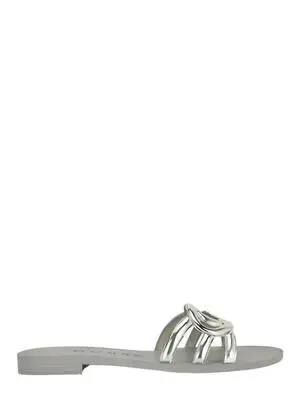 Guess GUESS USA Elyho Jellie Logo Cut-Out Flat Sandals Silver