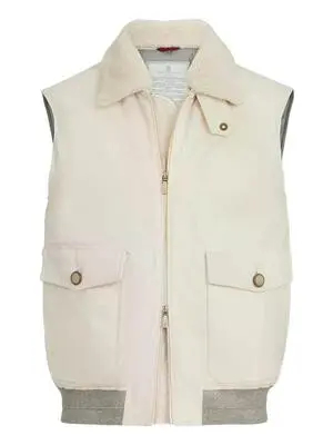 Brunello Cucinelli BRUNELLO CUCINELLI Shearling-Collar Down-Filled Vest Neutrals