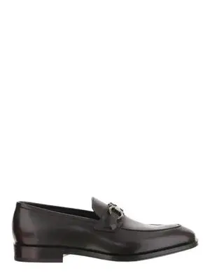 FERRAGAMO SALVATORE FERRAGAMO Gancini Leather Loafers Brown