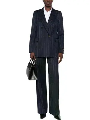 ERMANNO FIRENZE Pinstripe Double-breasted Blazer - Blue