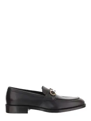 FERRAGAMO Moccasin With Gancini Ornament - Black