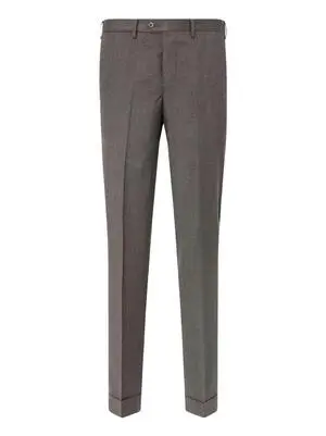 PT TORINO Pressed-crease Turned-up Trousers - Brown