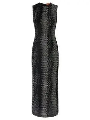 MISSONI Missoni Flared Midi Dress In Viscose Lamé Chevron