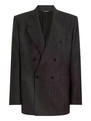 Dolce & Gabbana Palermo Double-breasted Pinstripe Wool Jacket - Grey