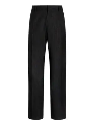 Dolce & Gabbana Pinstripe Wool Trousers - Black