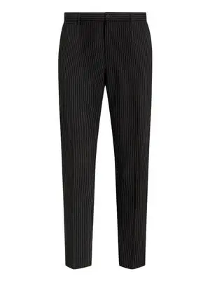 Dolce & Gabbana Wool Pinstripe Trousers - Black
