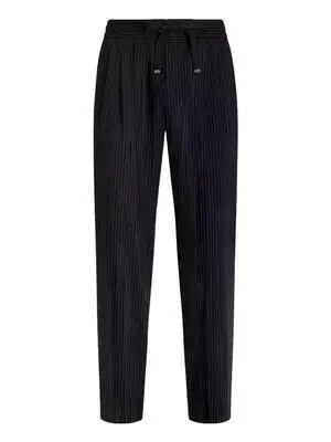 Dolce & Gabbana Pinstripe Wool Jogging Trousers - Blue
