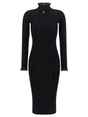 Elisabetta Franchi Knit Dress With Logo Detail - Black