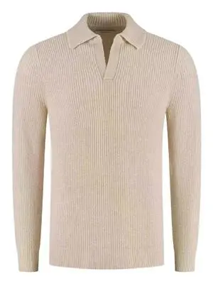 GRAN SASSO Ribbed-knit Polo-collar Jumper - Neutrals