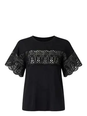 KAOS Lace-panelled Short-sleeve T-shirt - Black