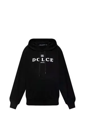 Dolce & Gabbana Logo-embroidered Cotton Hoodie - Black