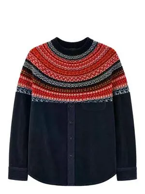 KA WA KEY Ka Wa Key Deconstructed Fair Isle-Knitted Shirt