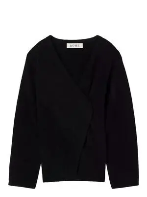 RÓHE Pin-fastening Wrap-style Cardigan - Black