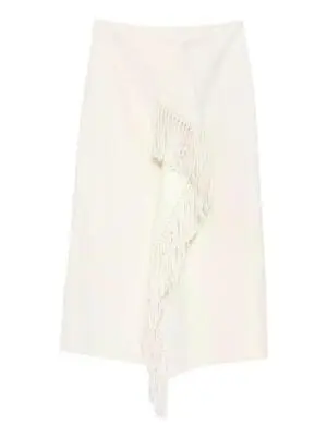 RÓHE Double-faced Fringe Midi Skirt - Neutrals