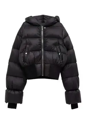 Rick Owens Cinched Hooded Padded Jacket - Black