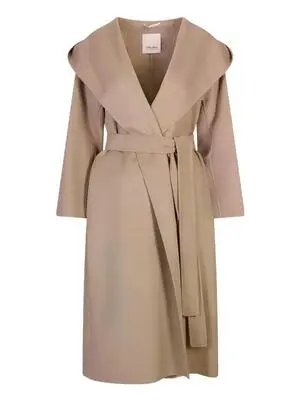 Max Mara Romolo Belted Hooded Coat Neutrals