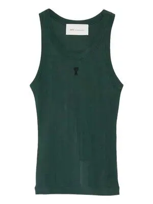 AMI Paris Ribbed Tank Top - Green