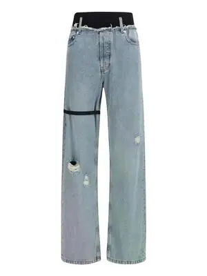 ALAINPAUL ALAINPAUL Distressed Elasticated-Waist Jeans