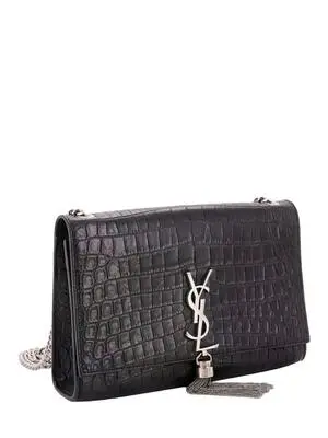Saint Laurent SAINT LAURENT Monogram Leather Crossbody Bag Black