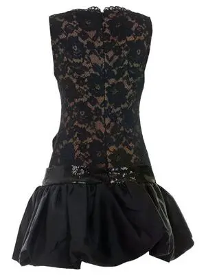 SELF-PORTRAIT SELF-PORTRAIT Lace Bubble-Hem Mini Dress Black